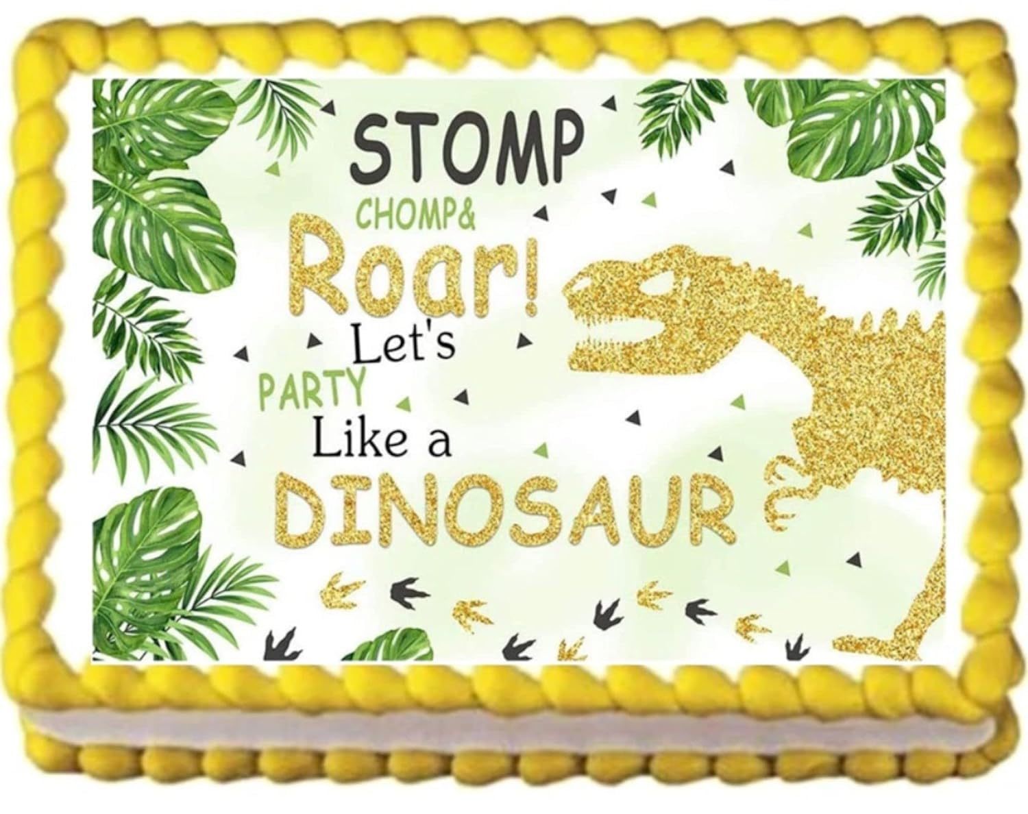 Roar Dino Dinosaur Edible Cake Topper Frosting Sheet Icing Paper Cake ...