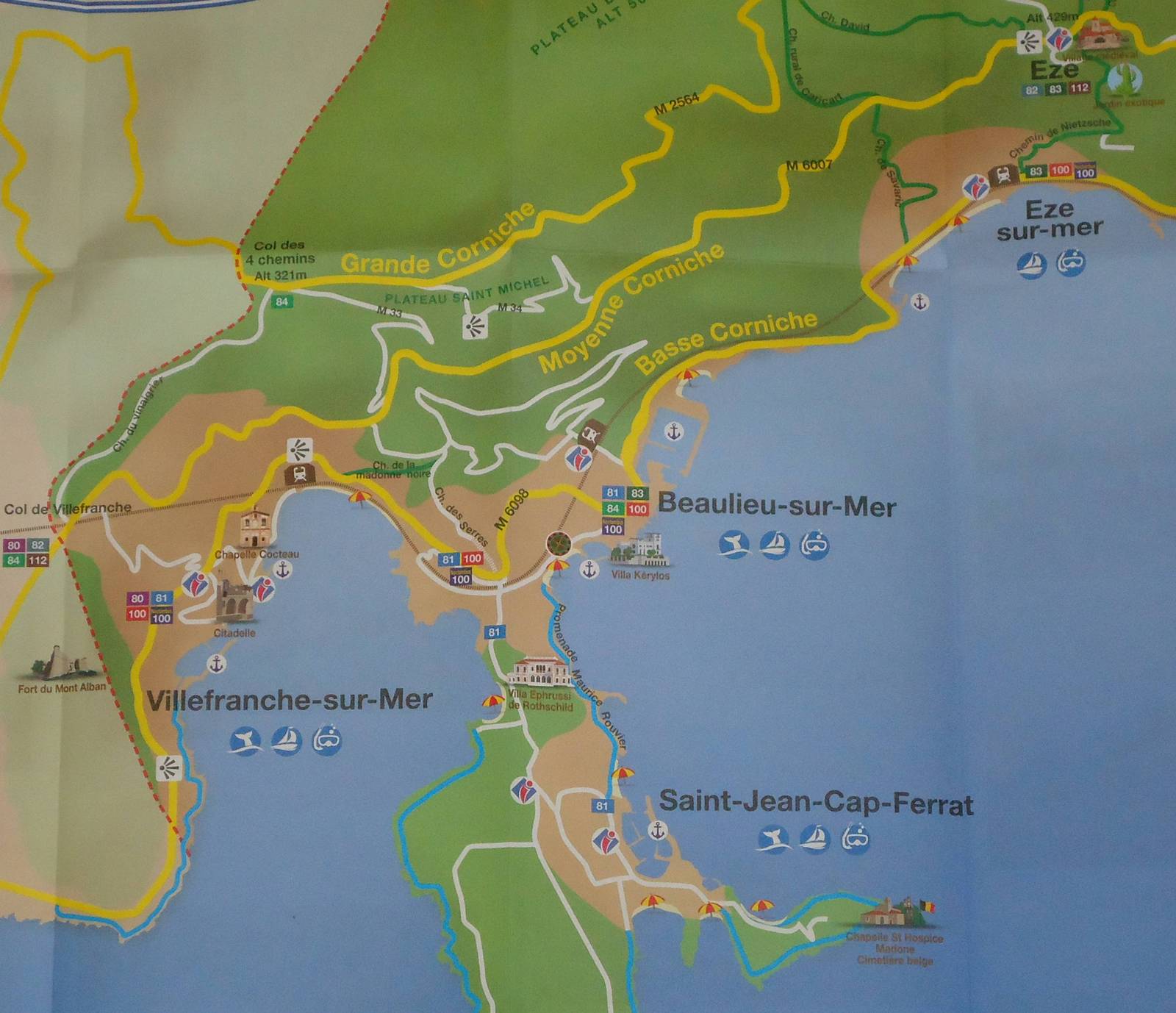 BRAND NEW HEART OF THE FRENCH RIVIERA TOURIST MAP BROCHURE VILLEFRANCHE ...