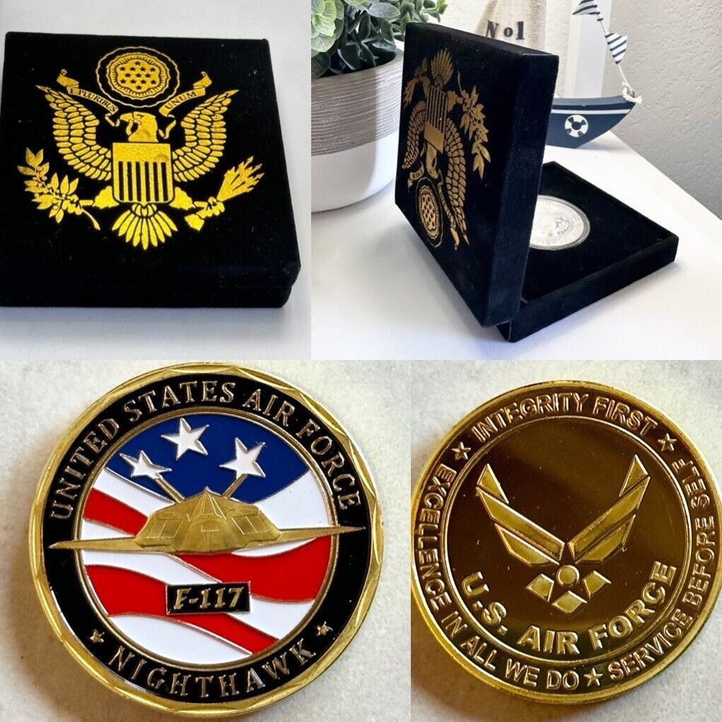 U S AIR FORCE F-117 NIGHTHAWK Challenge Coin With Special Velvet Case ...