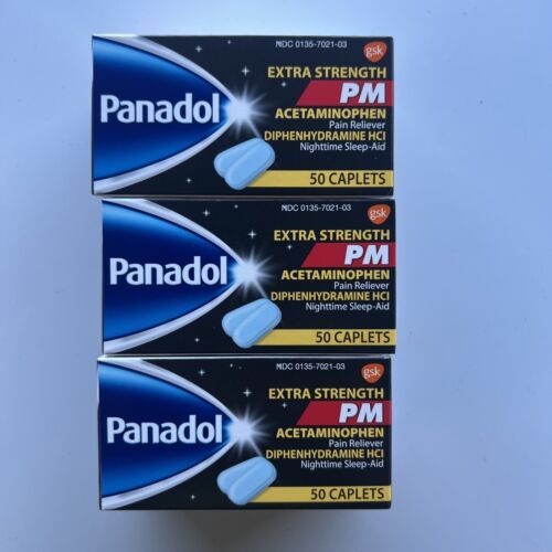 Pack of 3 Panadol Extra Strength PM Caplets 50 Count EXP 05/24 - Pain ...
