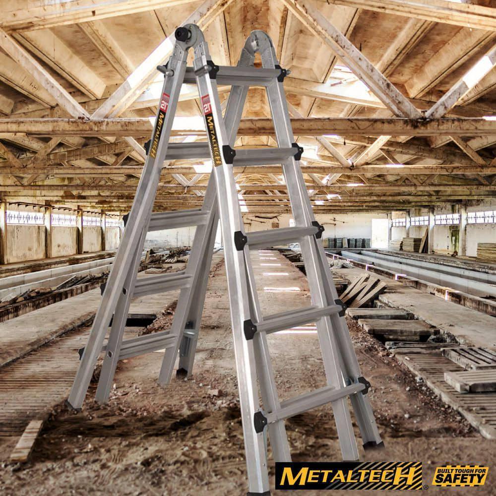 MetalTech Ladders 5-in-1 21-ft. Aluminum Telescoping Multi-Position ...