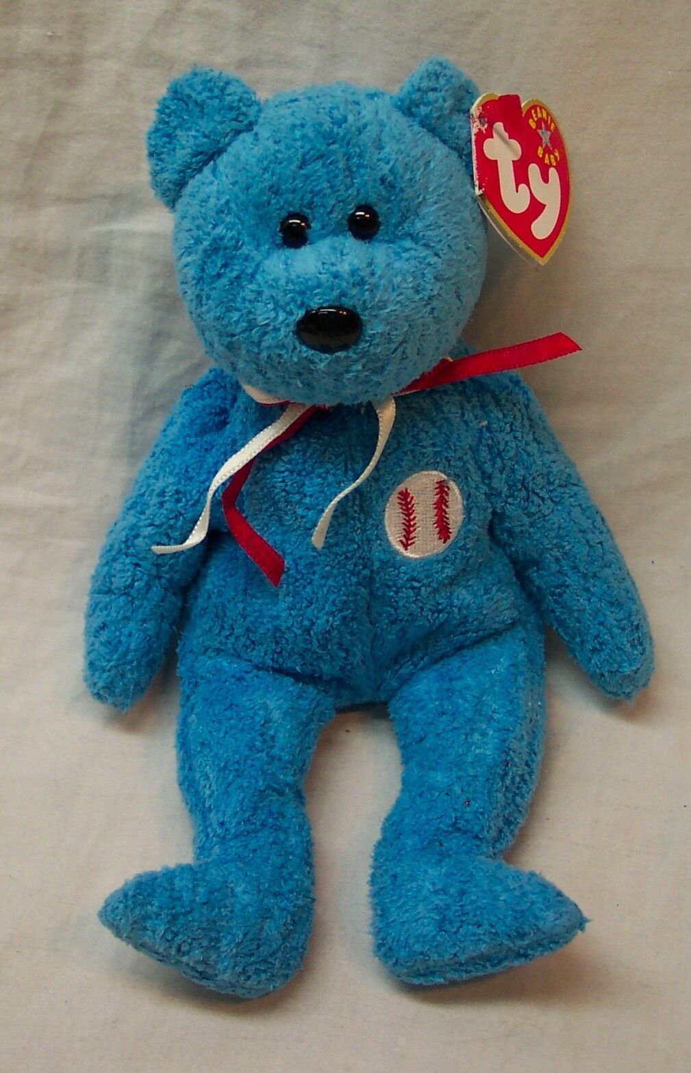TY Beanie Babies BLUE ADDISON BASEBALL TEDDY BEAR 8" STUFFED ANIMAL Toy ...