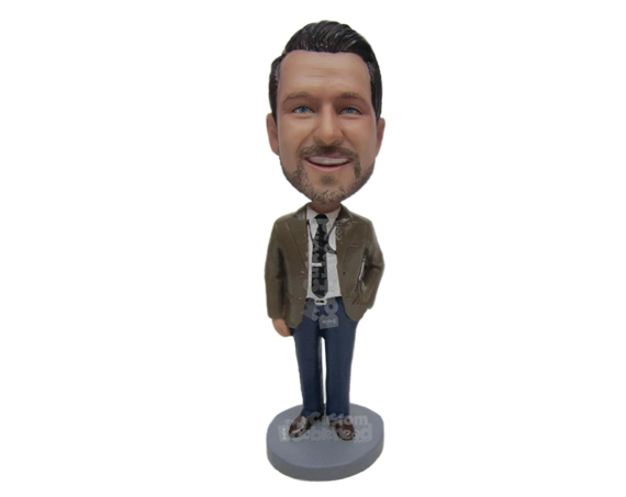 Custom Bobblehead Businessman Guy Wearing Jacket And Jeans - Careers ...