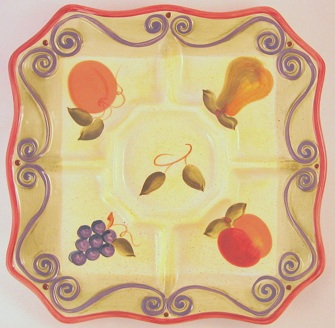 Medici Ceramic Serving Platter Divided Sections Hand Painted Collection ...