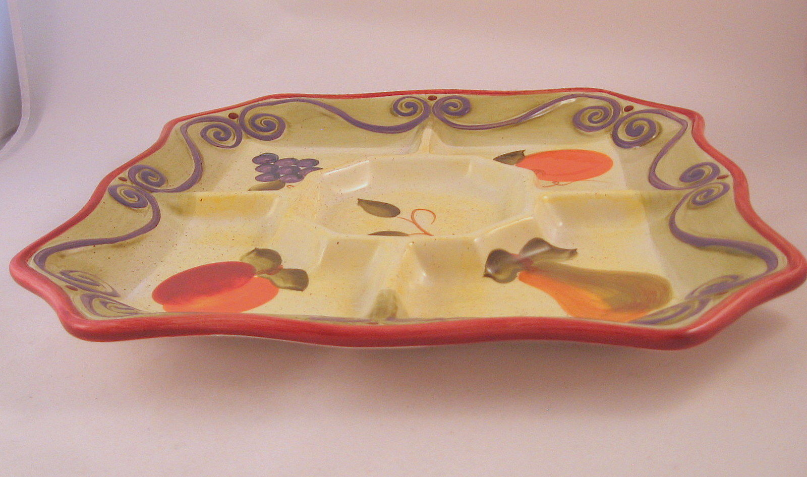 Medici Ceramic Serving Platter Divided Sections Hand Painted Collection ...