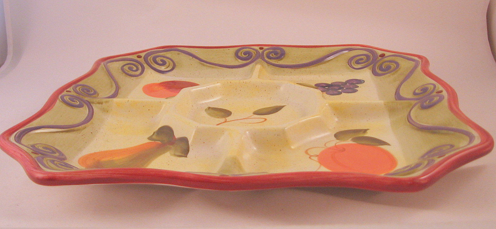 Medici Ceramic Serving Platter Divided Sections Hand Painted Collection ...