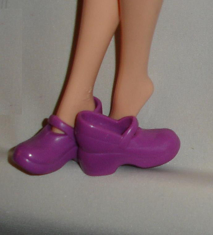 Barbie doll purple platform shoes with straps for high heel feet ...