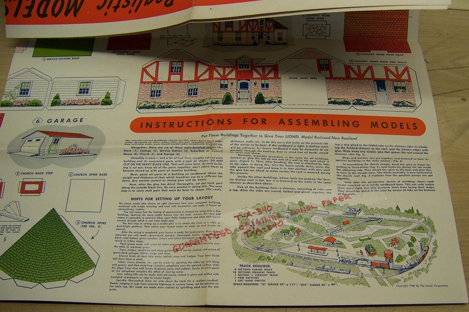 Lionel train 1948 paper buildings cutout original foldout poster ...