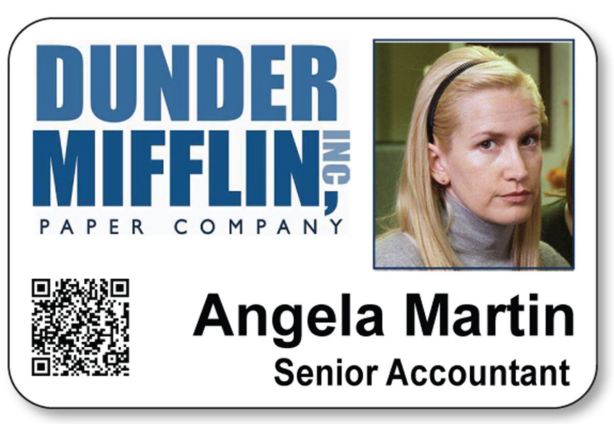 Angela Martin Dunder Mifflin THE OFFICE MAGNET Fastener Name Badge ...