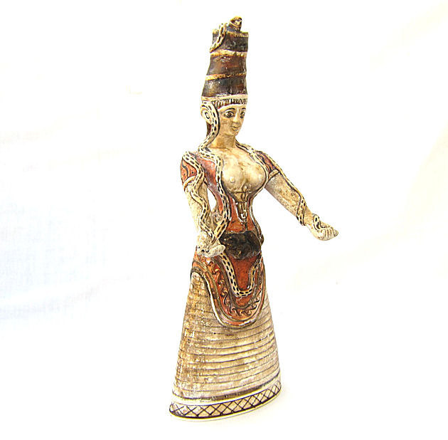 Minoan Goddess of Snakes , Crete statuette of Mother of Snakes , Crete ...