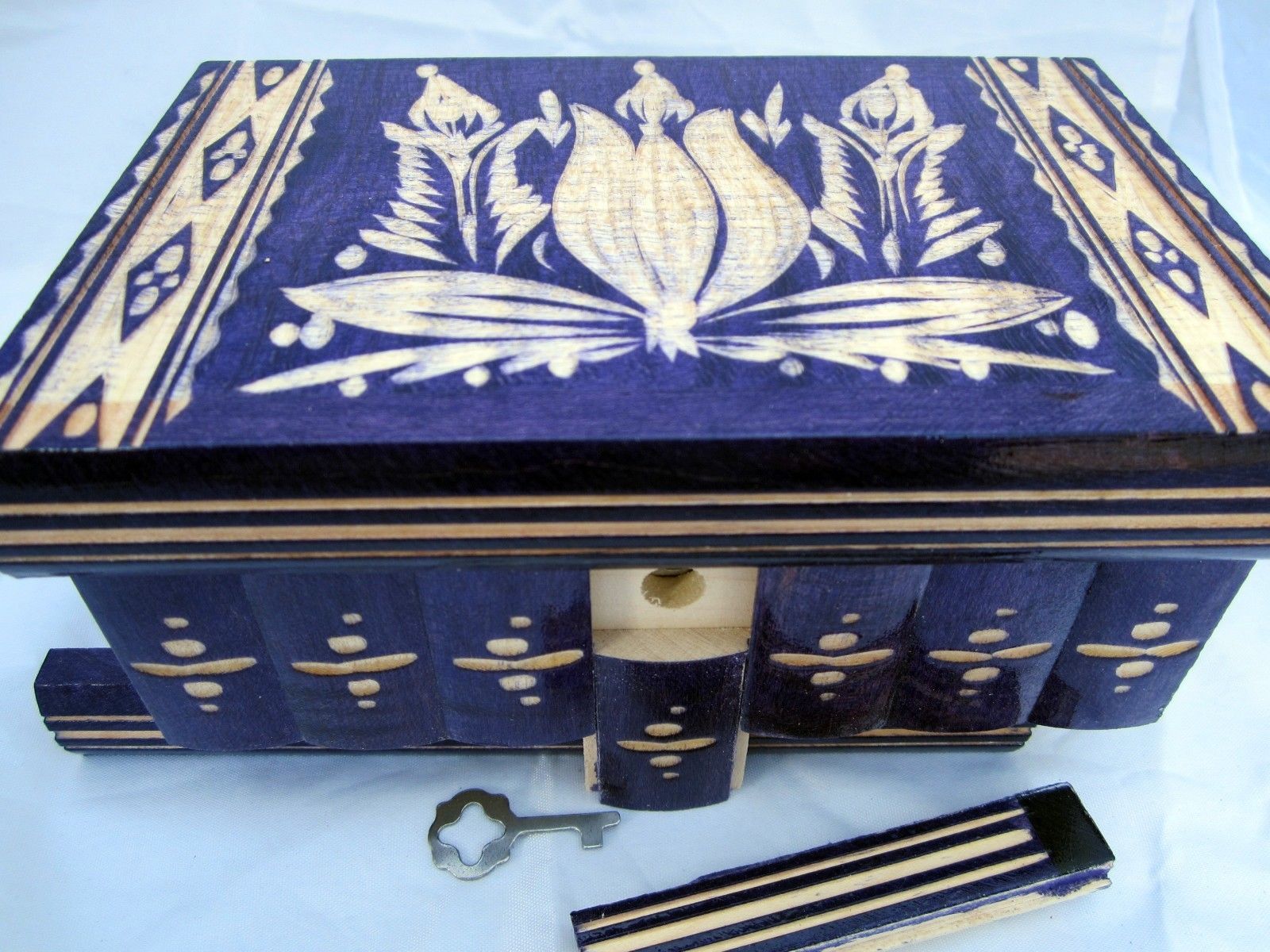 Wooden Jewelry Puzzle Box Organizer Gift Idea Hidden Compartment Stash ...