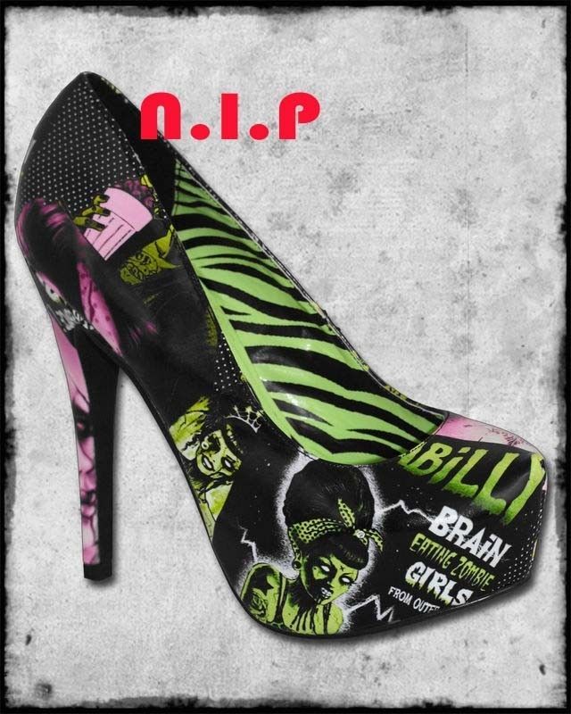 Too Fast Psycho Horror Goth Monster Zombie Girl Tattoo Platform High ...