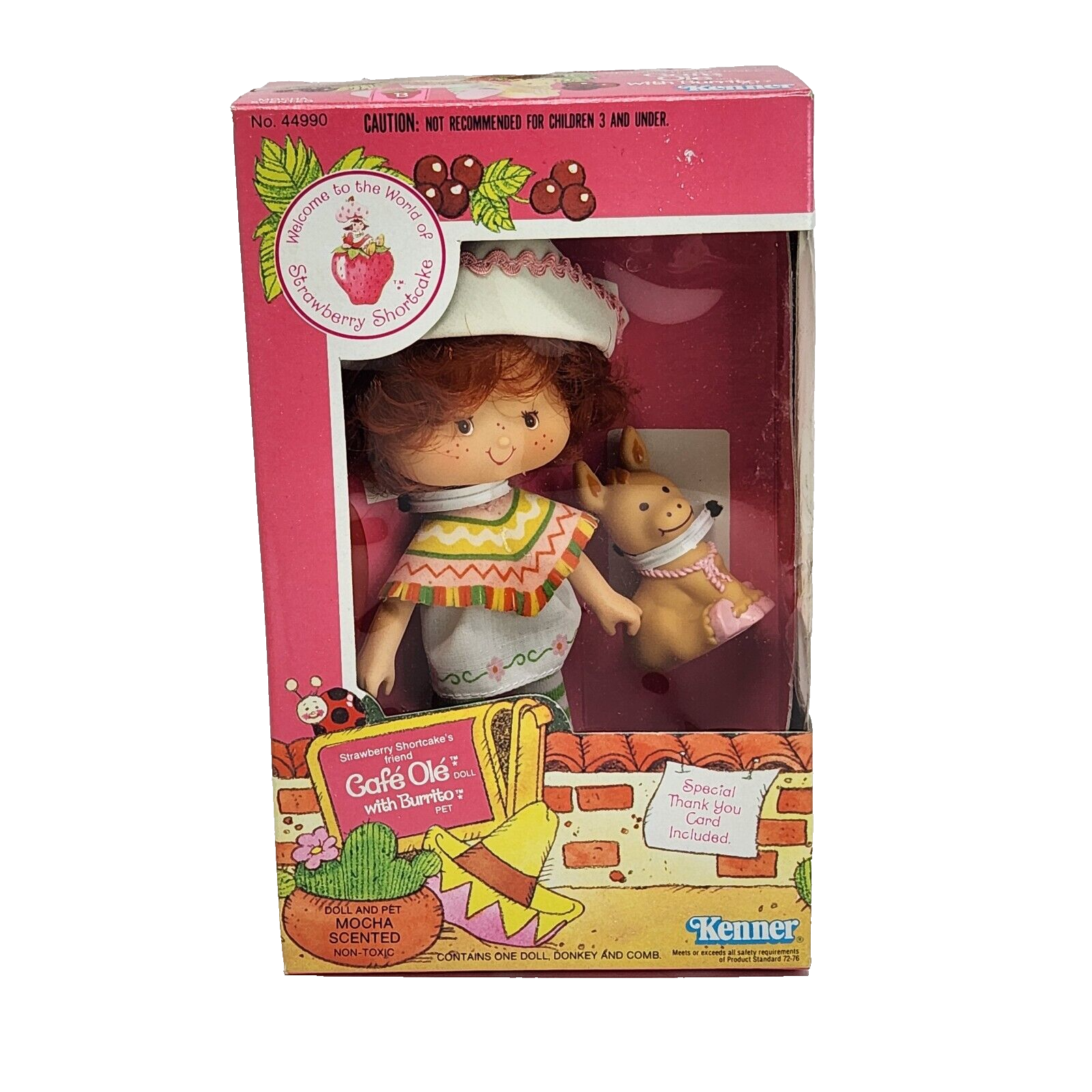 VINTAGE 1982 STRAWBERRY SHORTCAKE CAFE OLE DOLL + BURRITO DONKEY PET IN ...