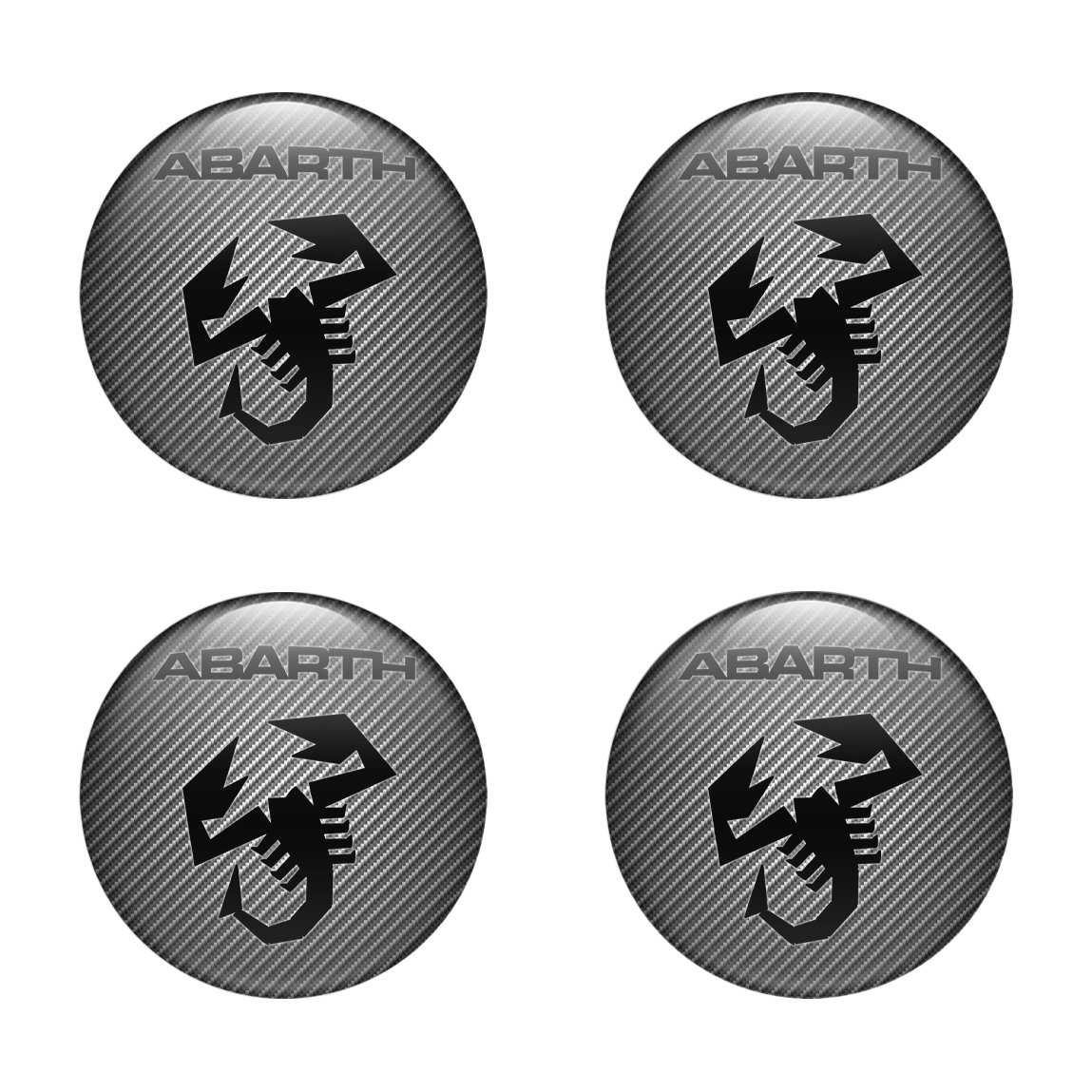 Set of 4 Fiat Abarth Logo Domed Sticker for Rim Center Wheel Hub Cap ...