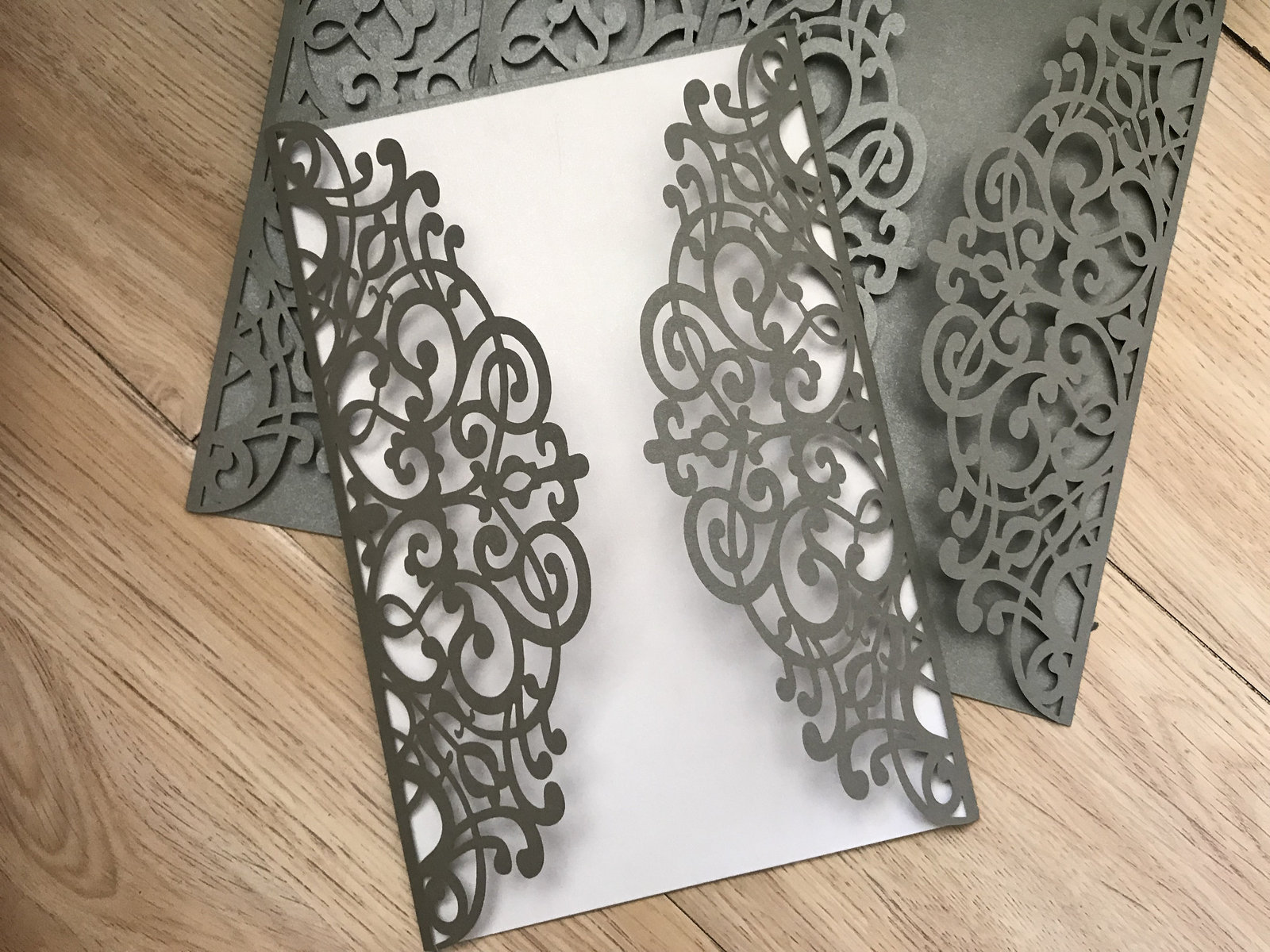 custom silver Laser Cut Invitation Cards engagement invite cards ...