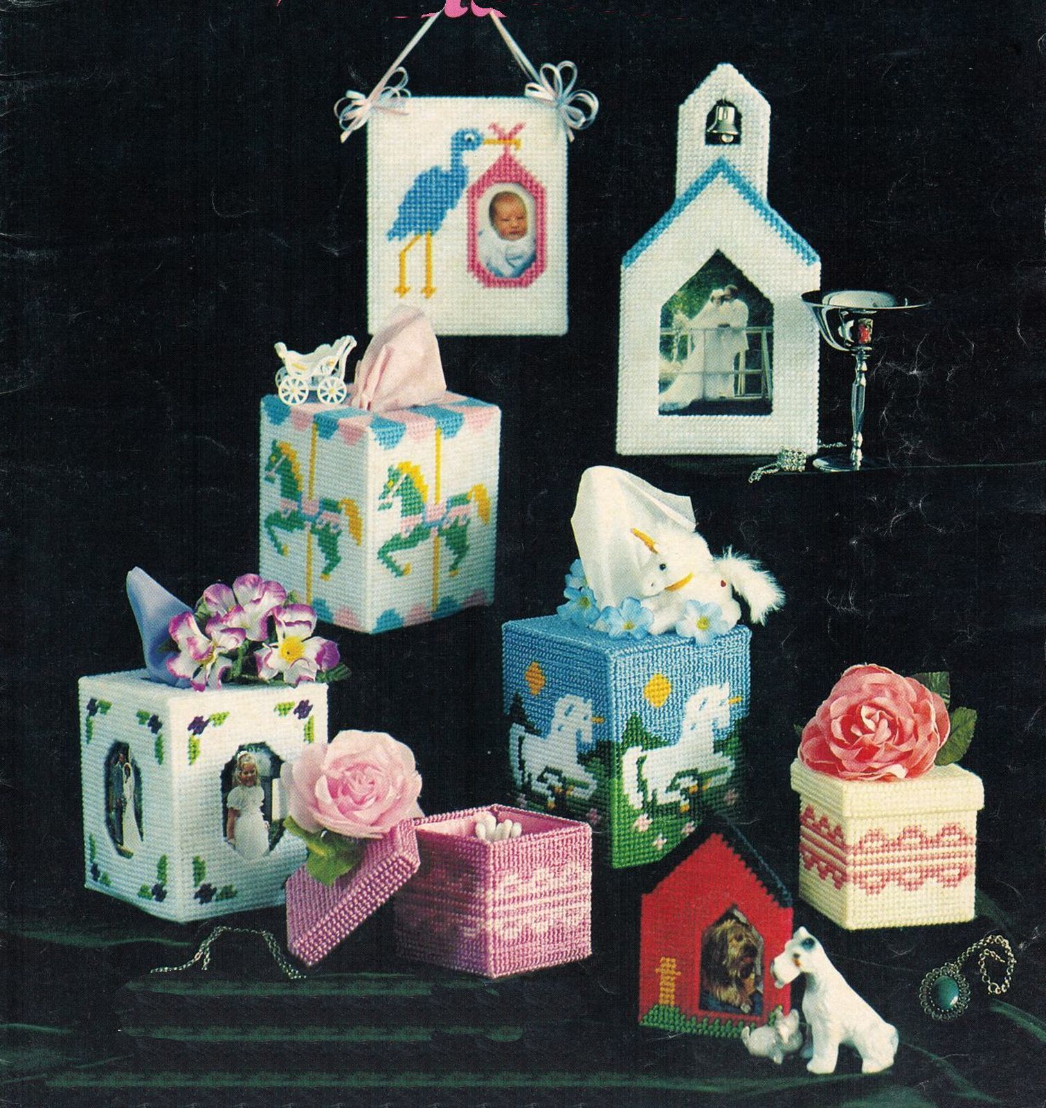 Plastic Canvas Unicorn Peacock Carousel Church Tissue Box Towel Holders ...