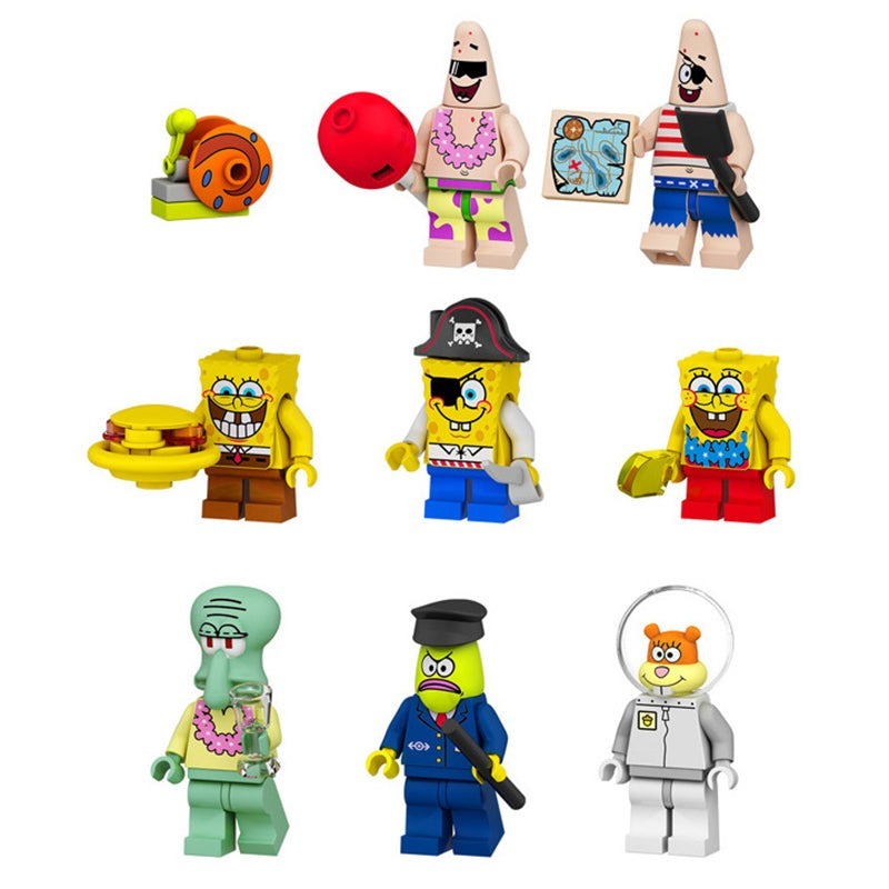 SpongeBob SquarePants Brick Minifigure Custom Set - LEGO (R) Minifigures
