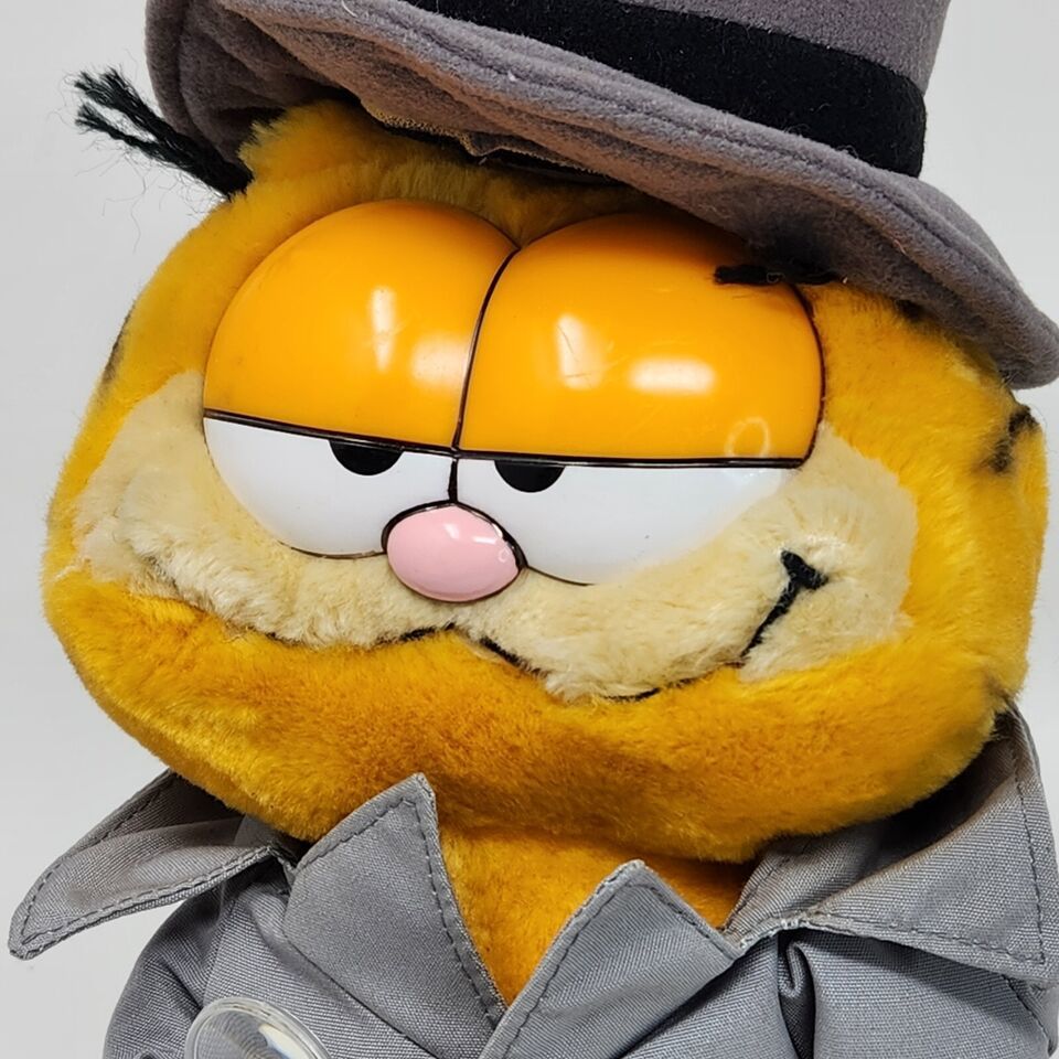 VINTAGE 1981 DAKIN DETECTIVE GARFIELD TRENCH COAT STUFFED ANIMAL PLUSH ...