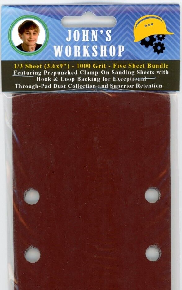 Performax JD2621 - 1/3 Sheet - 1000 Grit - No-Slip - 5 Sandpaper Bundle ...