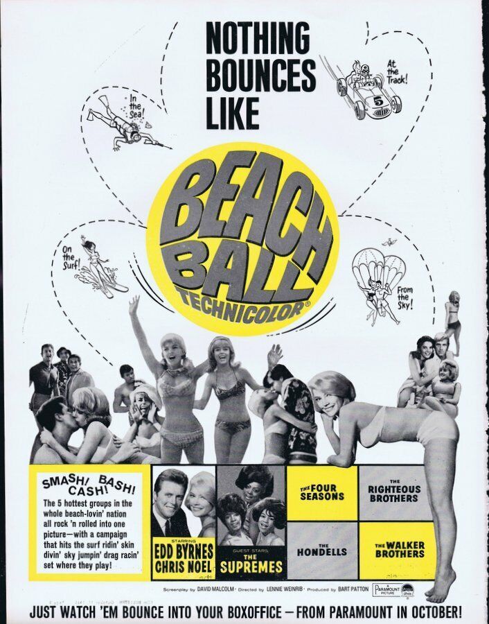 Beach Ball 1965 ORIGINAL Vintage 9x12 Industry Ad Edd Byrnes Chris Noel Supremes - 1960-69