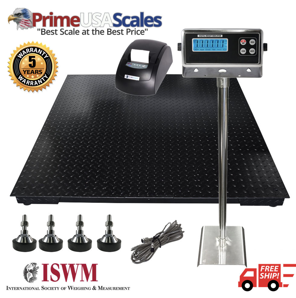 OP-916 4x4 Floor Scale 48"x48" Stand w/ Printer 3,000 lb x .5 lb 5 Year ...