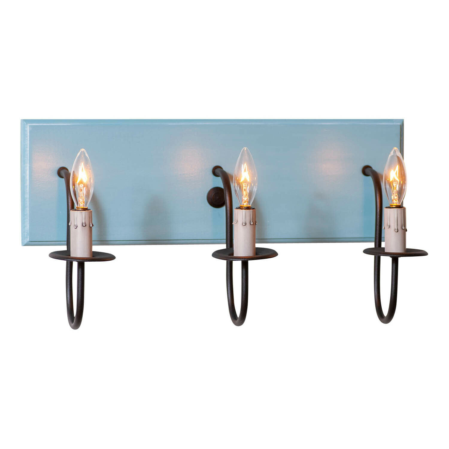 3 Light Vanity Light in Rustic Misty Blue - Wall Fixtures