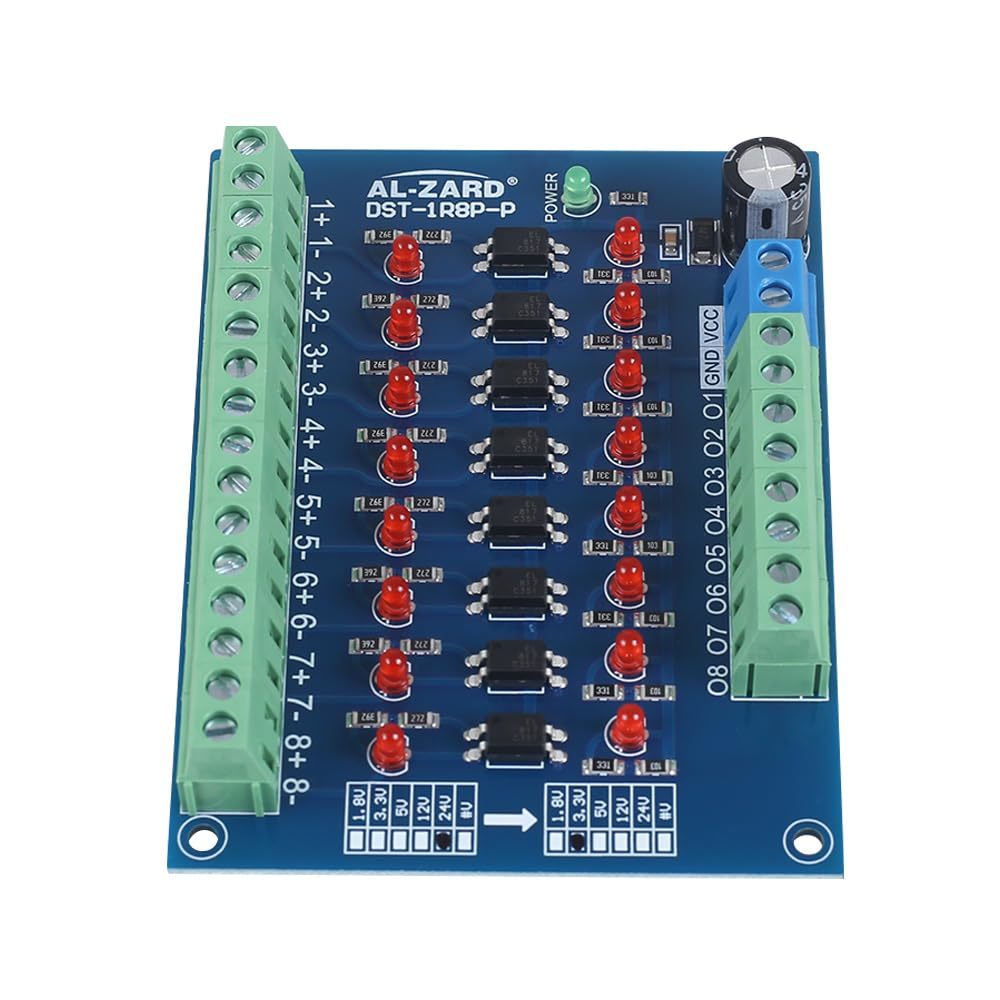Dongker Optocoupler Isolation Board, 24V To 3.3V 8-Channel ...
