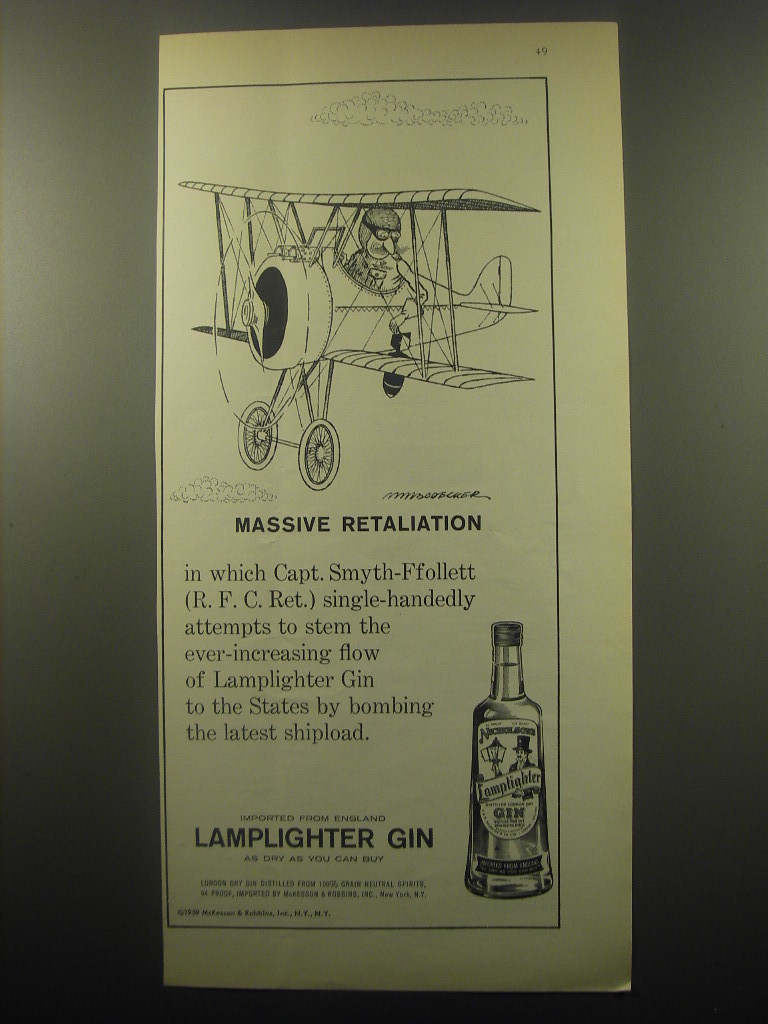 1959 Lamplighter Gin Ad - cartoon by NM Bodecker - Massive retaliation ...