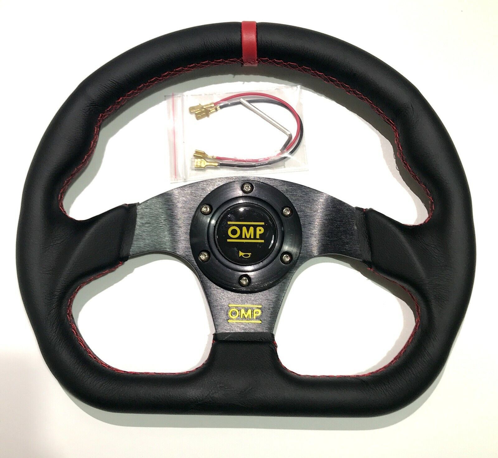 320mm Red Stitch Leather D Shape Flat Steering Wheel Fit for Momo Boss ...