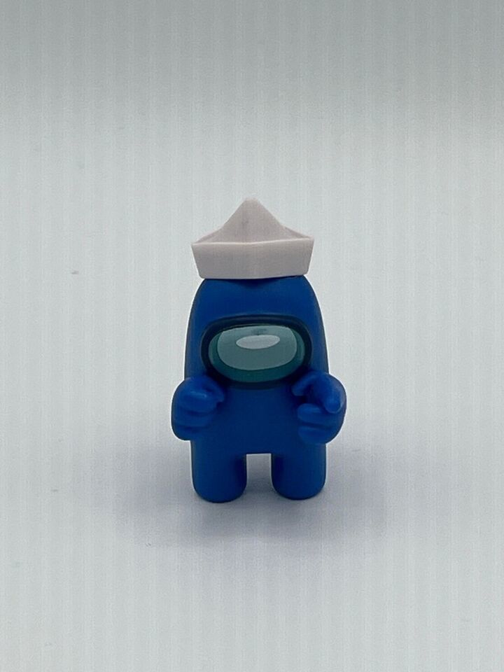 Among Us Blue Crewmate Mini Figures 2" White Boat Hat Series 2 Toikido ...