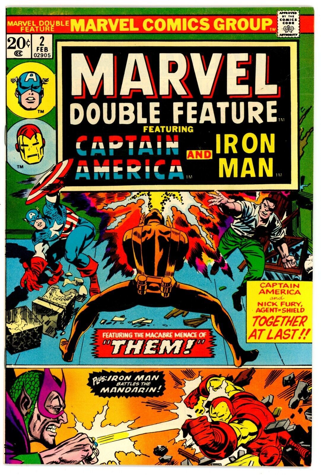 Marvel Double Feature 2 NM 9.2 Bronze Age Marvel 1974 Captain America ...