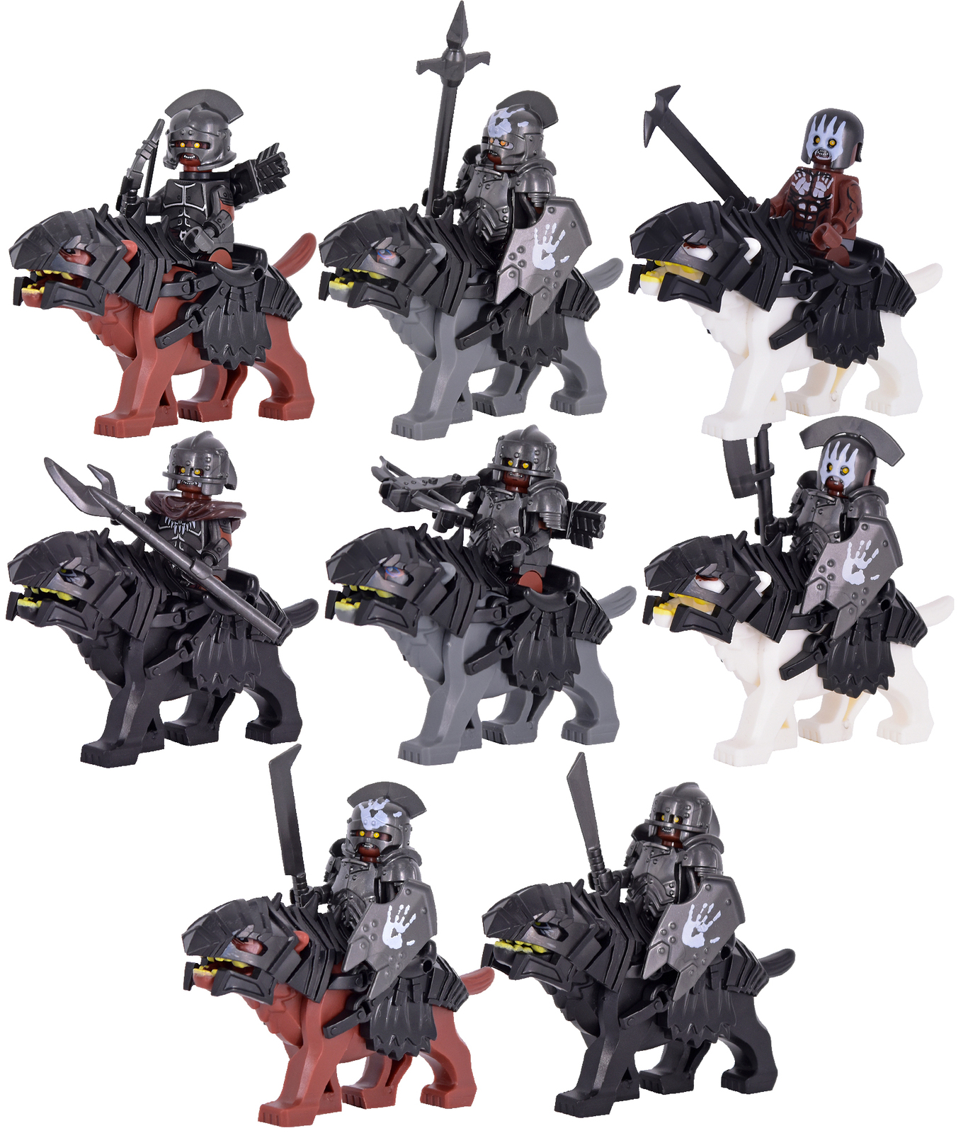 LOTR Uruk-hai Mounted War Wolf Custom 16 Minifigures Lot - Building Toy ...