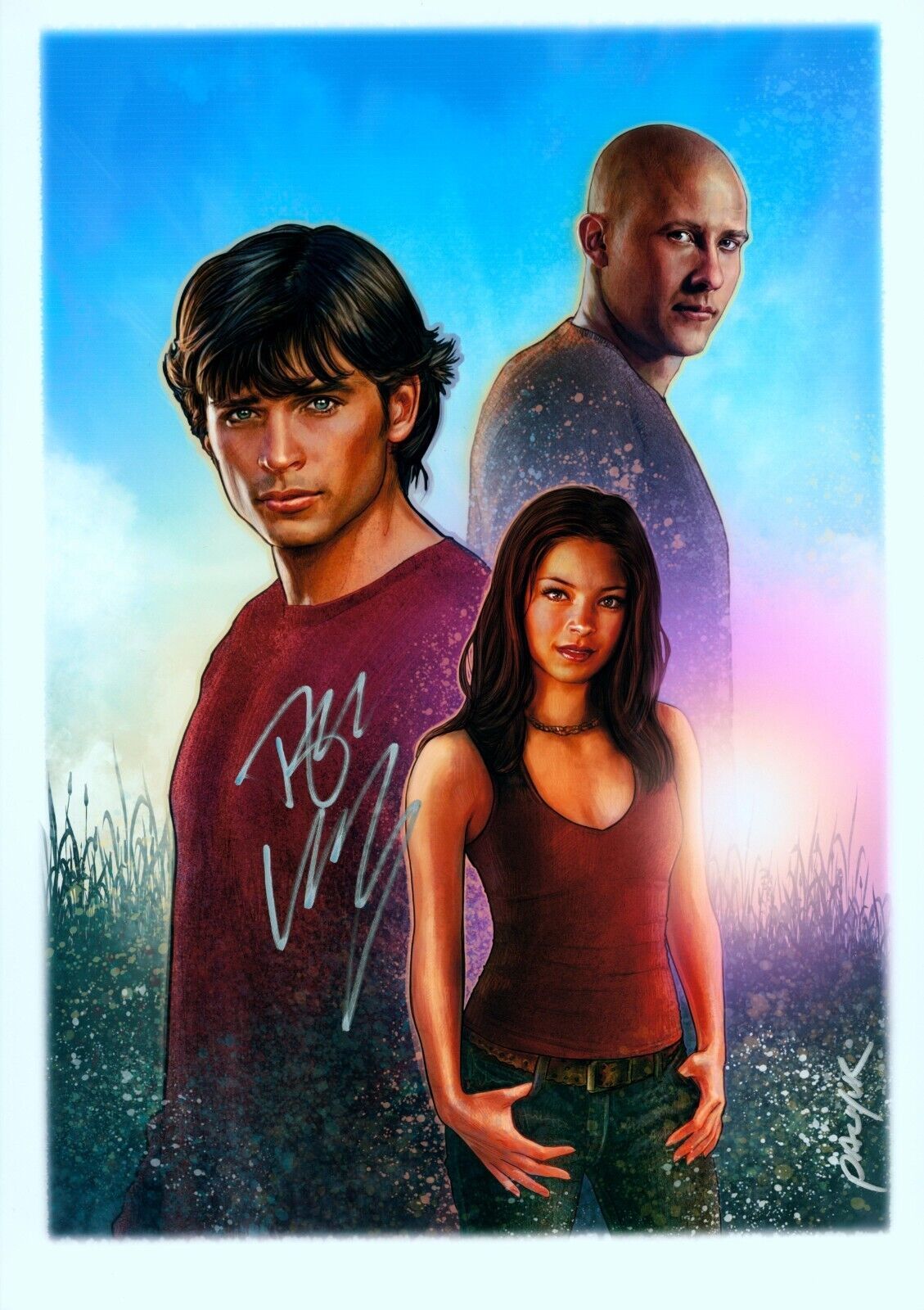 Tom Welling & Jason Palmer SIGNED Superman Art Print ~ Smallville w ...