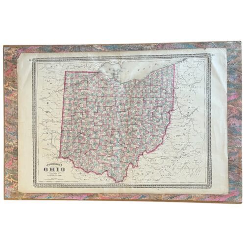 State Of Ohio Original 1864 Copper-Plate Map by A. J. Johnson Antique ...