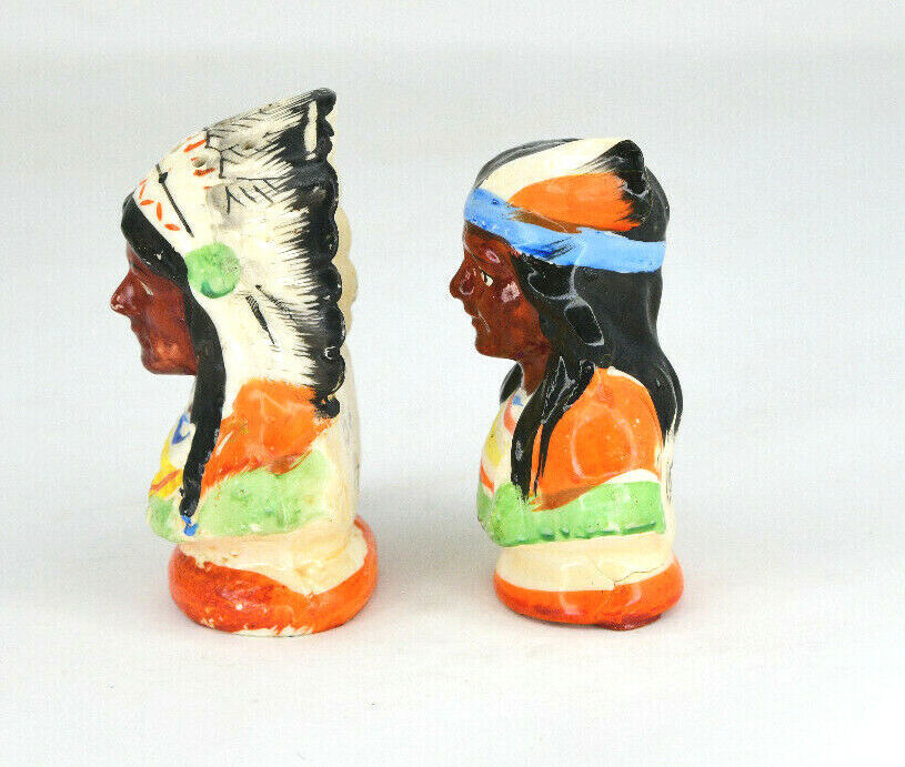Vintage Native American Indians Busts Figural Salt And Pepper Shakers ...