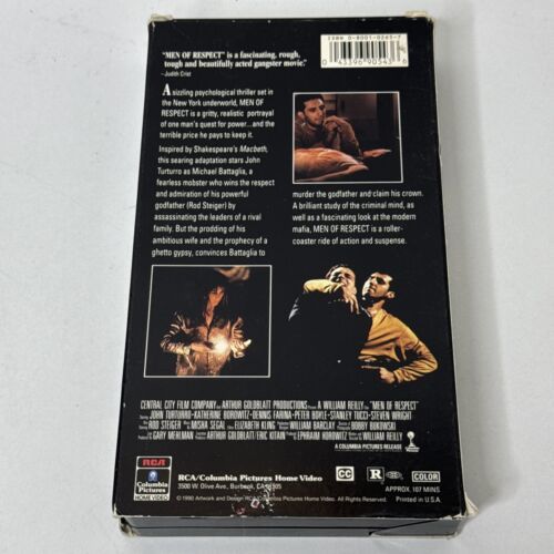 Men of Respect (VHS, 1990, Closed Captioned) Vintage Video Tape Movie ...