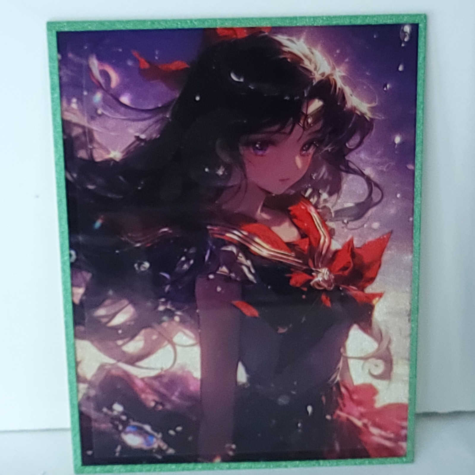 Sailor Mars Moon Waifu Card Green Glitter Anime Wall Art Oversized ...