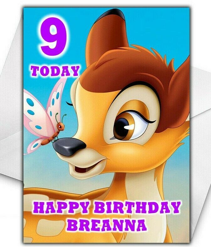 DISNEY BAMBI Personalised Birthday Card - Large A5 - Disney Bambi ...