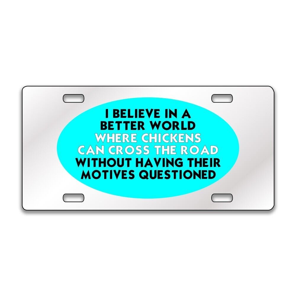 CHICKENS CROSS ROAD FUNNY Chrome or Black Acrylic Standard License ...