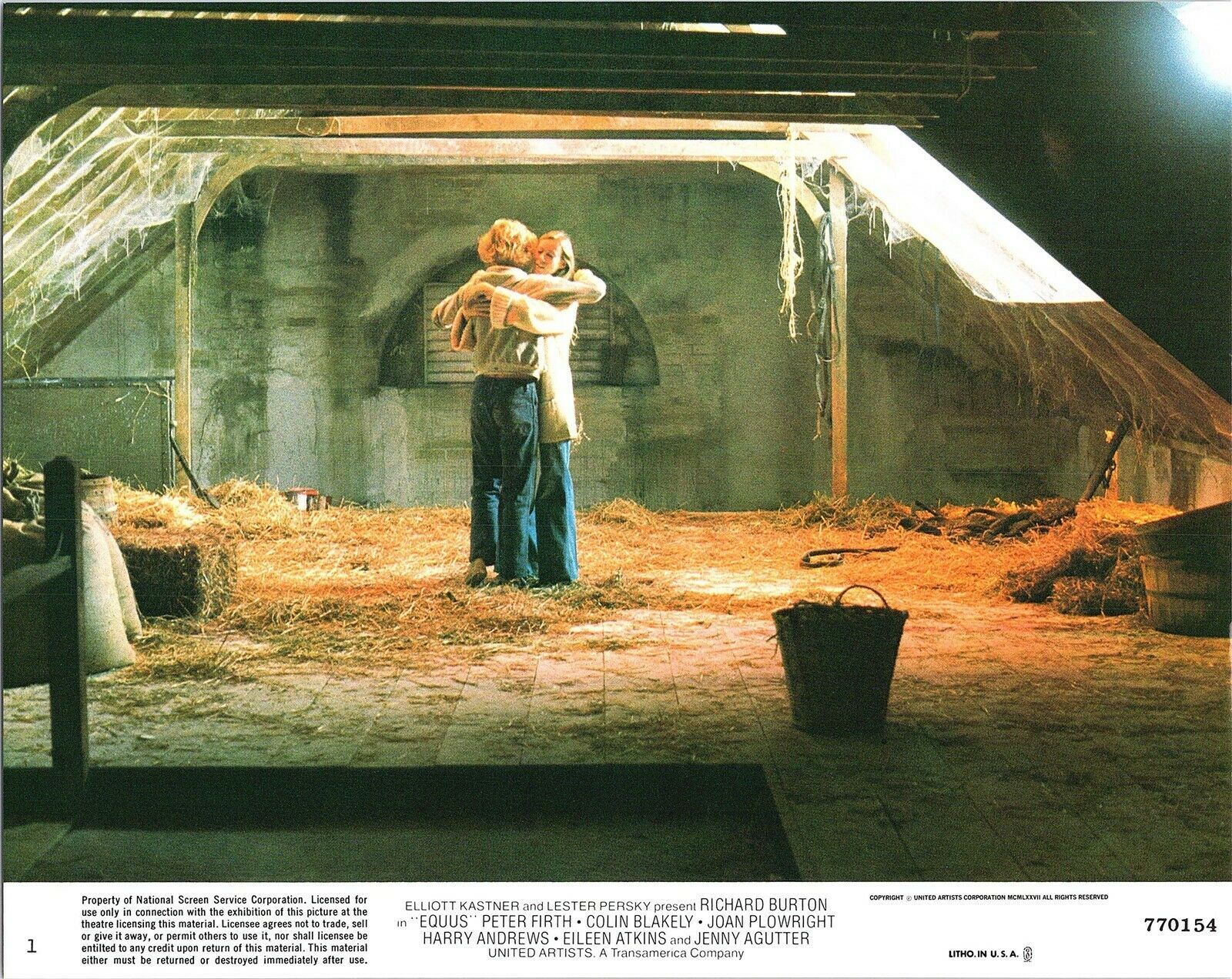 Equus 1977 original 8x10 lobby card Jenny Agutter hugs Peter Firth in ...