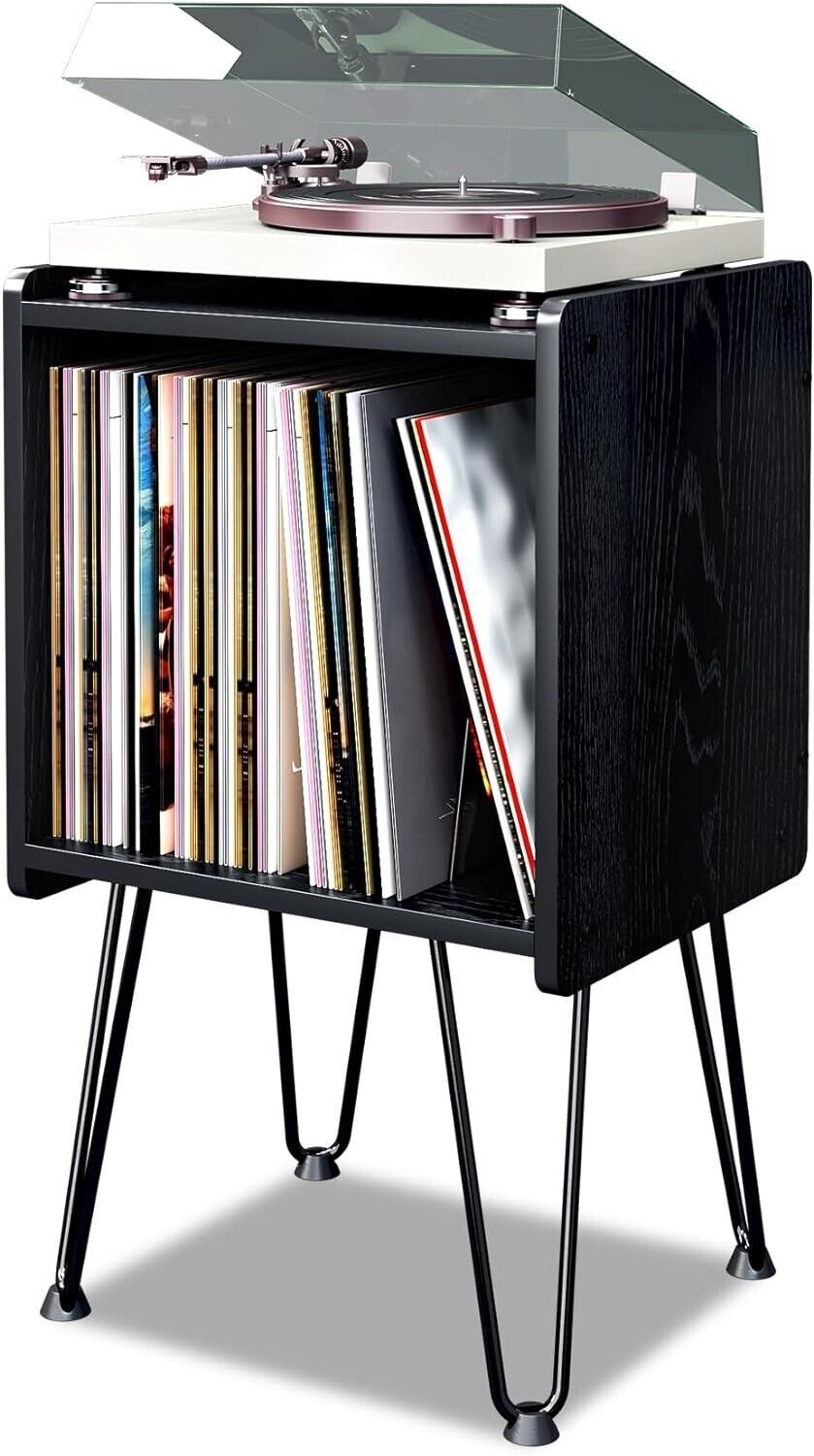 Vintage Record Holder Vinyl Storage Stand Rack Shelf 12" LP Wood Holds ...