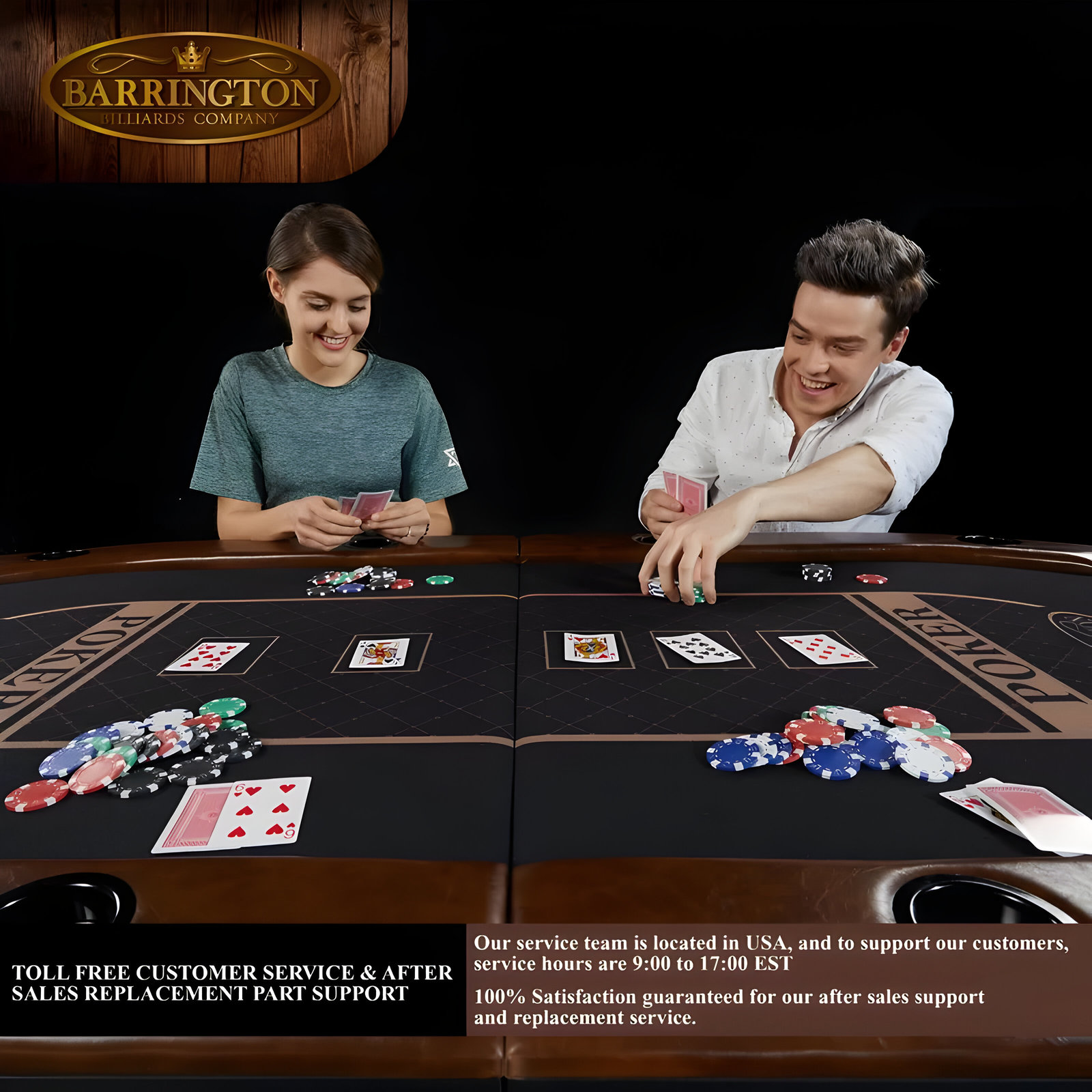 Barrington Charleston Premium Texas Hold'em 84" 10-Player Poker Table ...