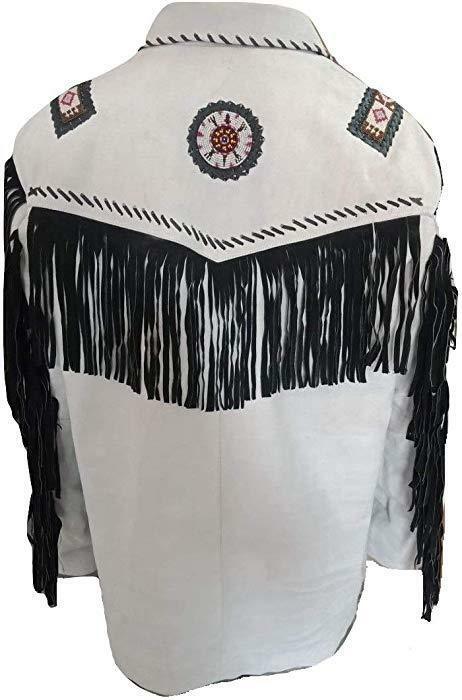 White Western Style Bone Bead Patches Finished Cow Leather Black ...