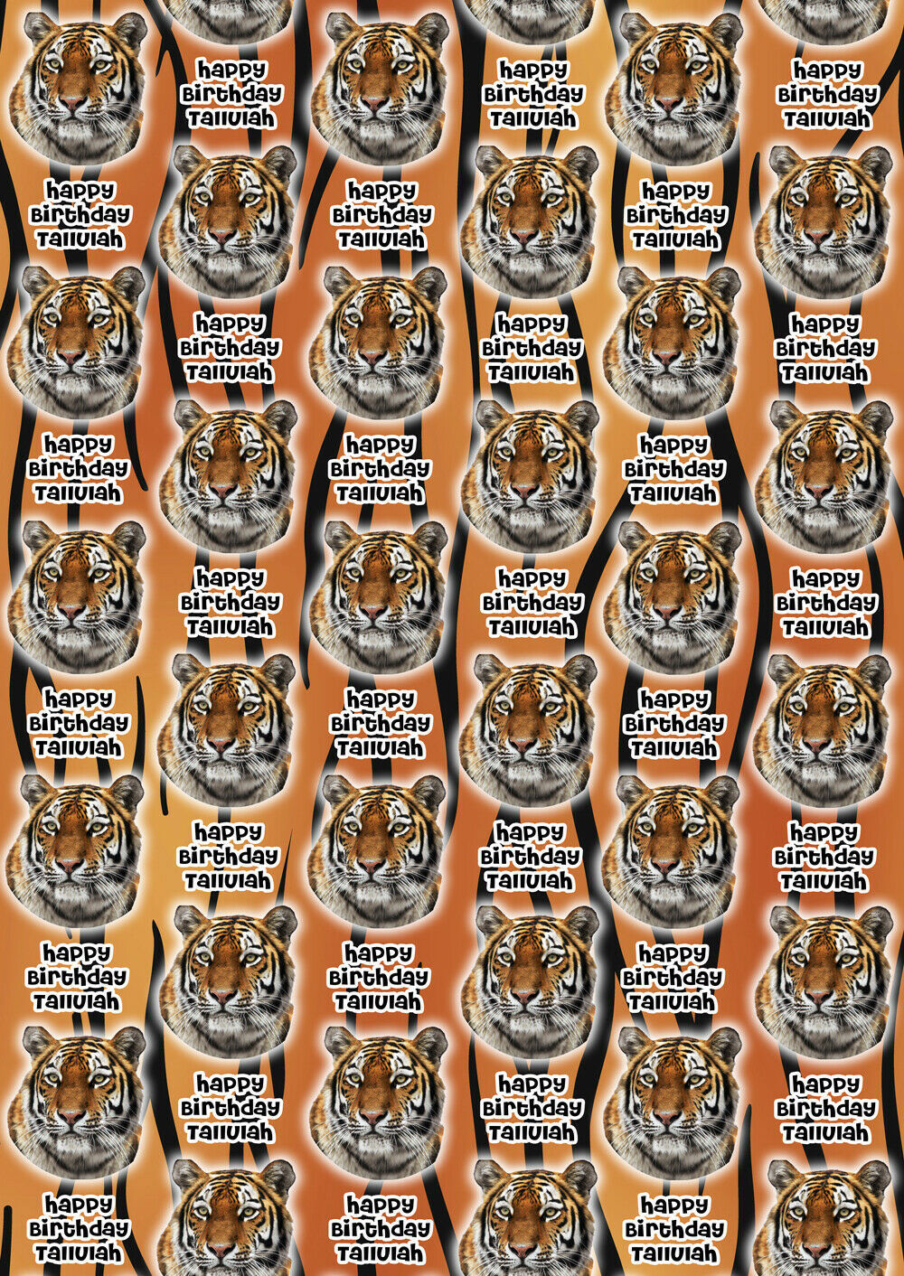 TIGER Personalised Gift Wrap - Tiger Skin Jungle Wrapping Paper - Tiger ...