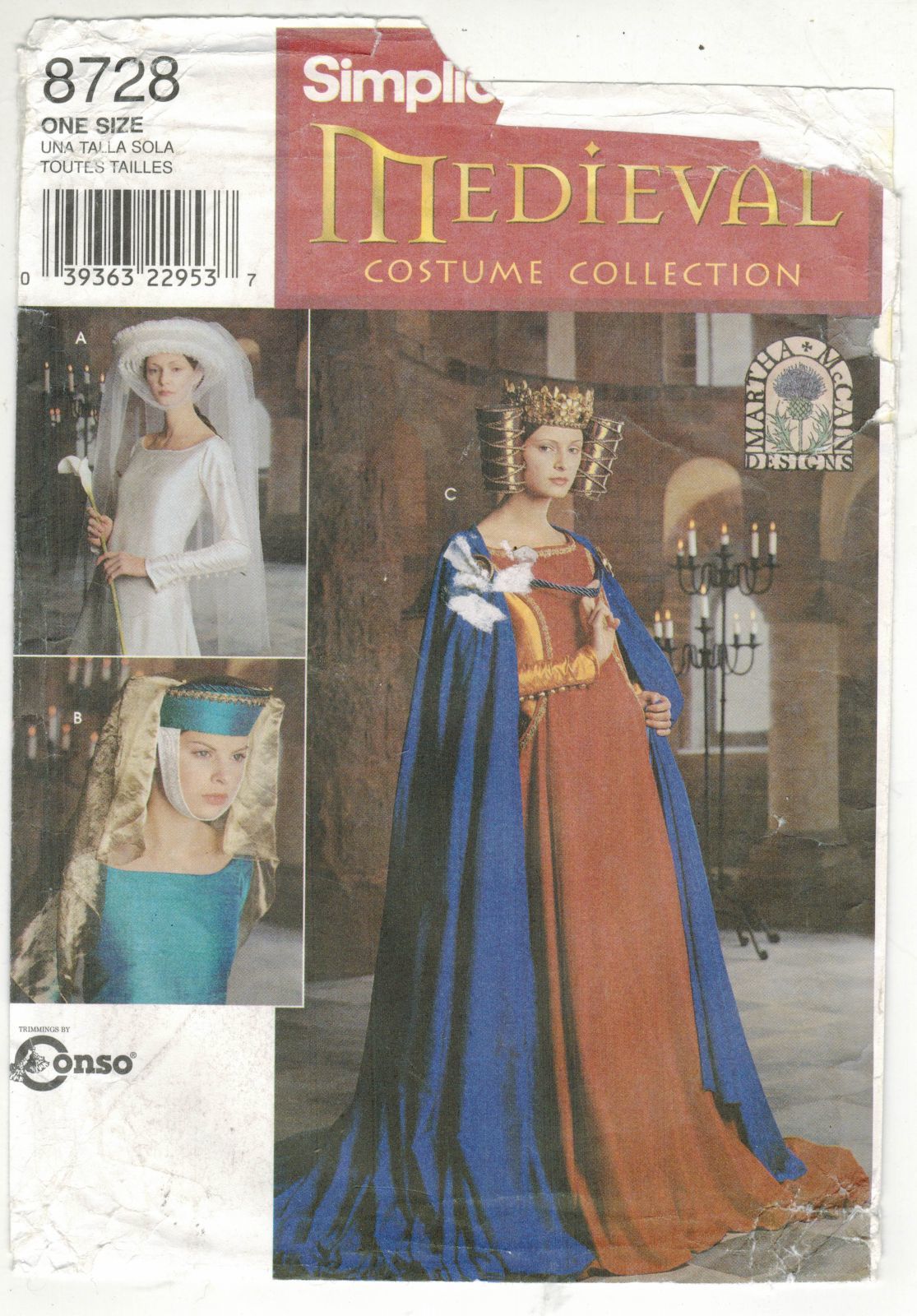 Misses Medieval Headpieces Hat Veil Cloak Robe Cape Costume One Size ...