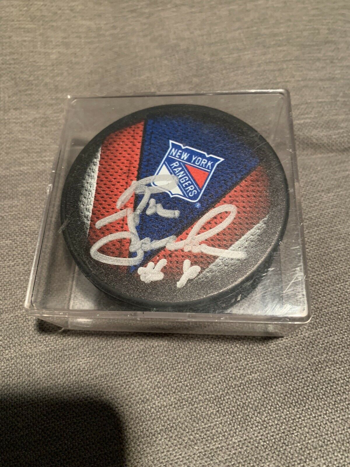 NHL Ron Greschner NY Rangers Official Logo Puck - Hockey-NHL