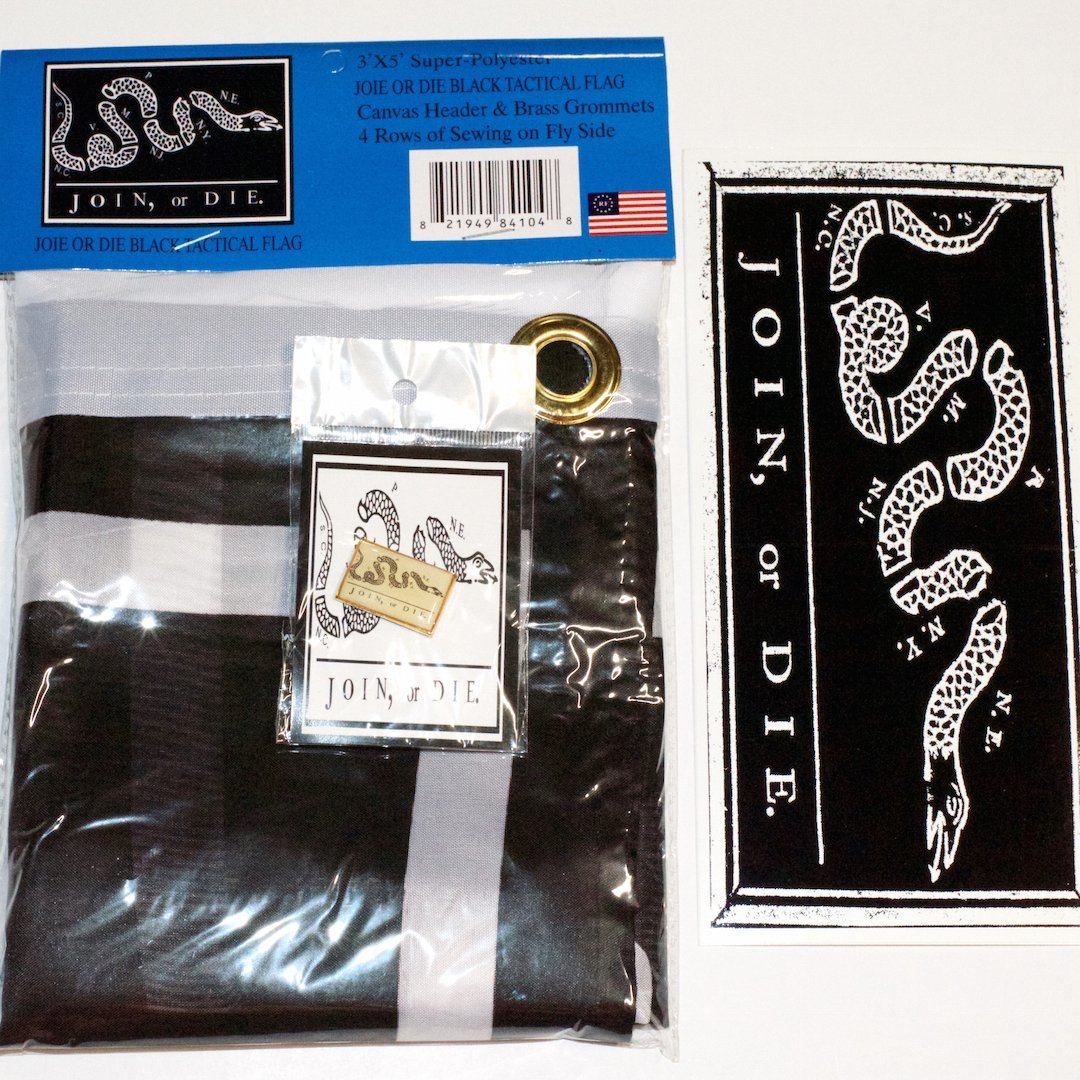 AES Join Or Die Rattlesnake Tea Party Flag 3'x5' Black Decal Pin ...