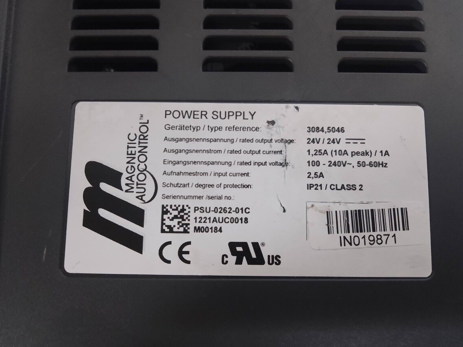 Magnetic Autocontrol PSU-0262-01C Microdrive Ul Power Supply type ...