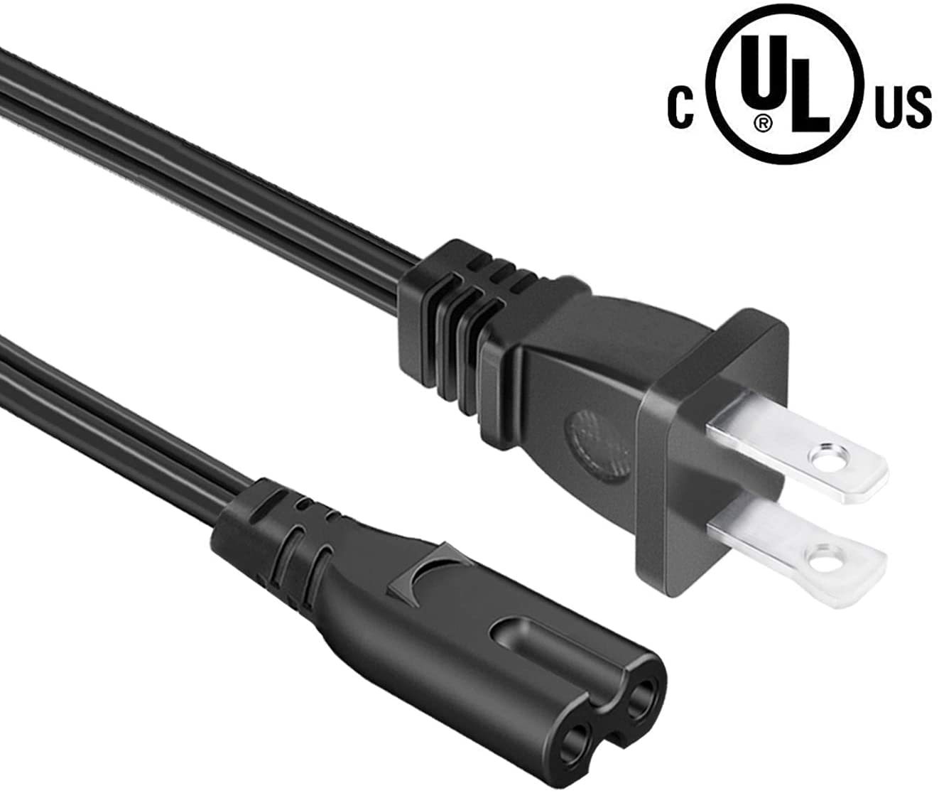 AC Power Cord 2 Prong 6FT UL Listed Universal Power Cable Replacement ...