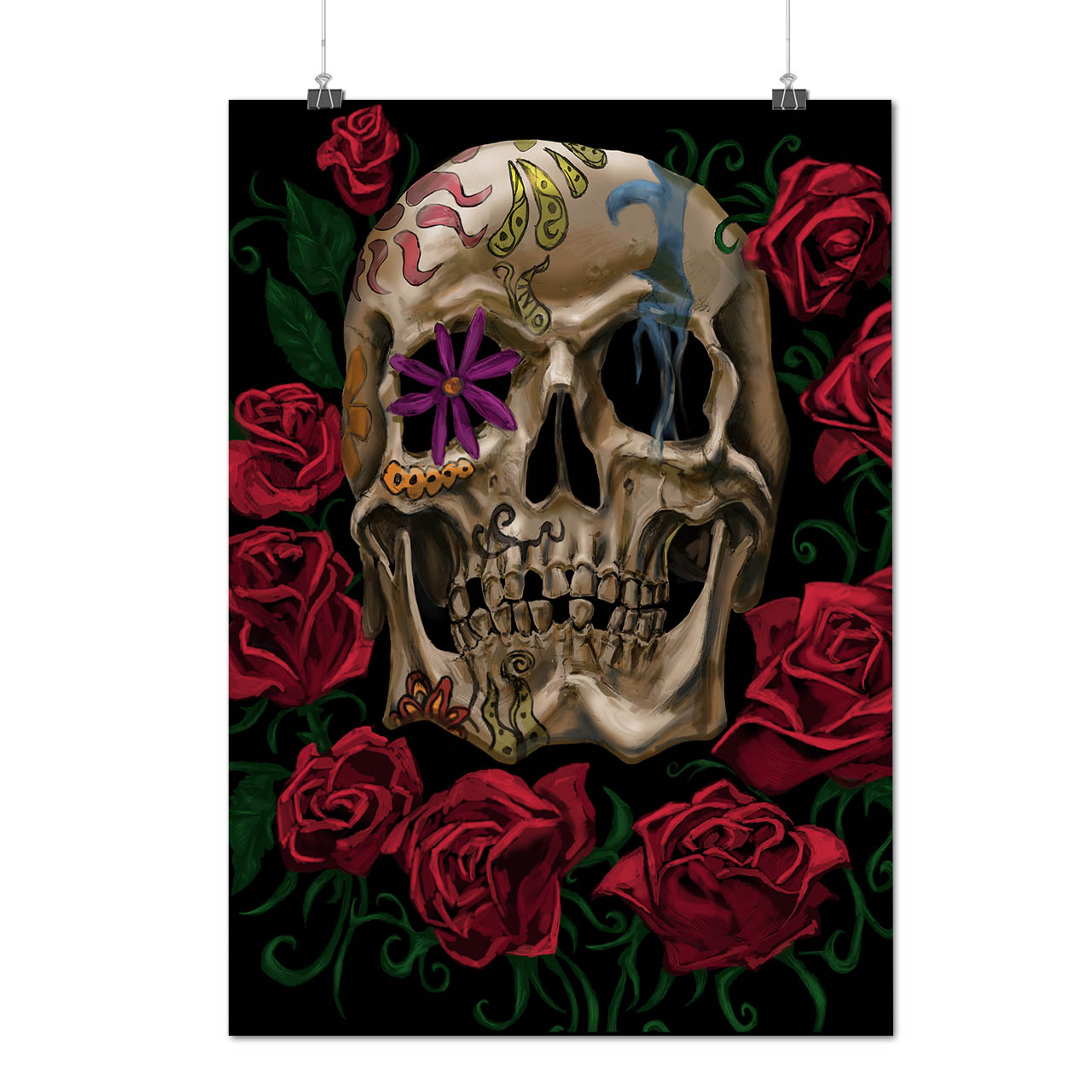 Rose Metal Death Skull Skull Rose Matte/Glossy Poster A0 A1 A2 A3 A4 ...